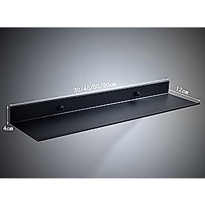 FHY Black Metal Wall Mounted Floating Shelves Ledge,Space Saving Rustproof Aluminum Bathroom Shelf Wall Mount Shelving Extra Strong Floating Shelves Storage Rack(60CM,Pack of 1pcs)