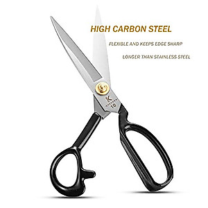 Sewing Scissors 10 Inch - Fabric Dressmaking Scissors Upholstery Office Shears for Tailors Dressmakers, Best for Cutting Fabric Leather Paper Raw Materials Heavy Duty High Carbon Steel(Right-Handed)