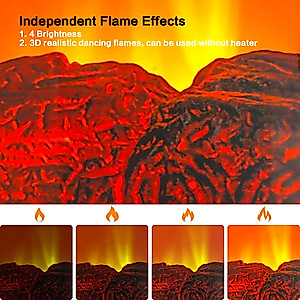 Electric Fireplace Heater 22'' Freestanding Fireplace Stove Infrared Fireplace RealSmart with 3D Flame Effect Remote Control, Timer, Overheating Protection Heater for Indoor Use Black