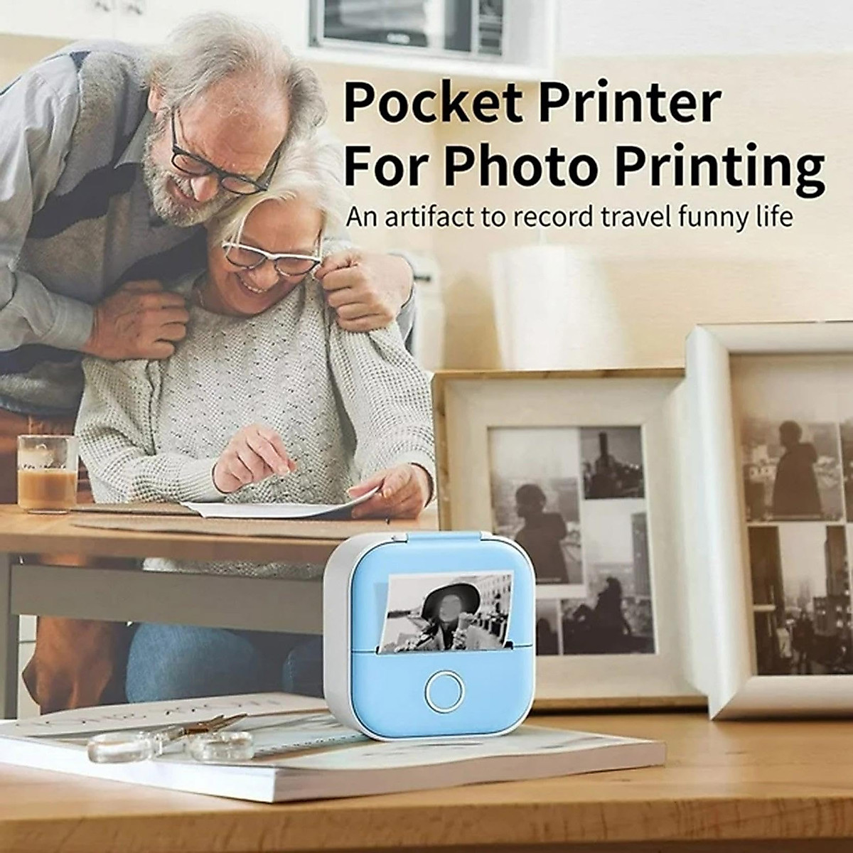 HEALT Sticker Printer- Portable Pocket Printer, Bluetooth Thermal Photo Printer Mini Thermal Printer for iPhone, DIY Journal, Memo, Sticker and Notes, Compatible with Tablets (Pink)