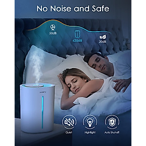 6.5L Humidifiers for Large Room Bedroom, Top Fill Humidifier, Quiet Cool Mist Humidifiers for Home, Baby, Pets, Plants, 54 Hours Run Time, Easy to Clean