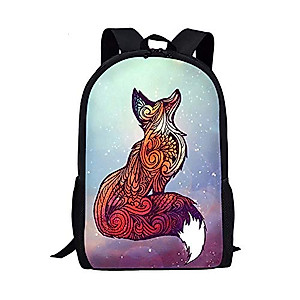 Dellukee Fox Print Funny School Backpack for Kids Boys Girls Middle School Elementary Book Bag Large Durable Daypack