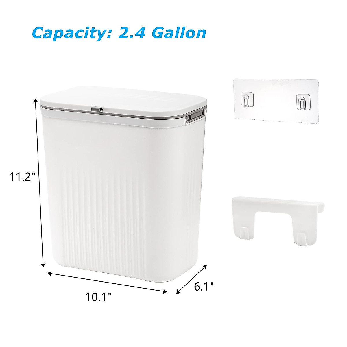 Frcctre 2 Pack 2.4 Gallon Kitchen Compost Bin, Hanging Trash Can with Lid Garbage Can for Countertop or Under Sink, Wall Mounted Counter Waste Bin for Kitchen Bathroom Bedroom Office