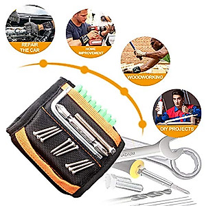 Tool Gifts for Men Magnetic Wristband with 15 Strong Magnets 2 Pack Magnetic Wrist Band Tool Holder for Holding Screws Nails Drill Bits Gadgets Gifts for Women Men Dad Husband Boyfriend DIY Handyman