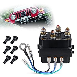 WATERWICH 12V 250A Winch Solenoid Relay Contactor with 6 Protecting caps Universal for ATV UTV 1500-5000lbs Winch (250A)