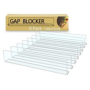 8-Pack Toy Blocker, QIYIHOME Gap Bumper for Under Furniture, BPA Free Safe PVC with Strong Adhesive, Stop Things Going Under Sofa Couch or Bed, Easy to Install