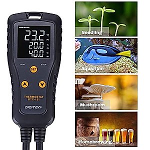 DIGITEN Temperature Controller Heat Mat Thermostat Outlet DTC151 Digital Temperature Controller 110V 15A Reptile Thermostat Greenhouse Thermostat Aquarium Temperature Controller Heating Cooling Mode