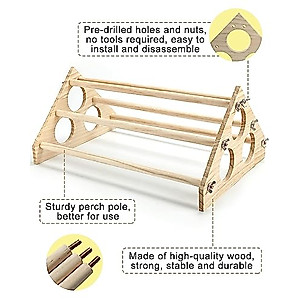Chicken Perch Wooden Chicken Roosting Bar- Small Baby Chick Stand Training Perch Chicken Toys Strong Handmade Chicken Jungle Gym for Brooder, Coop, Hens, 15.5" x 10.6" x 7"