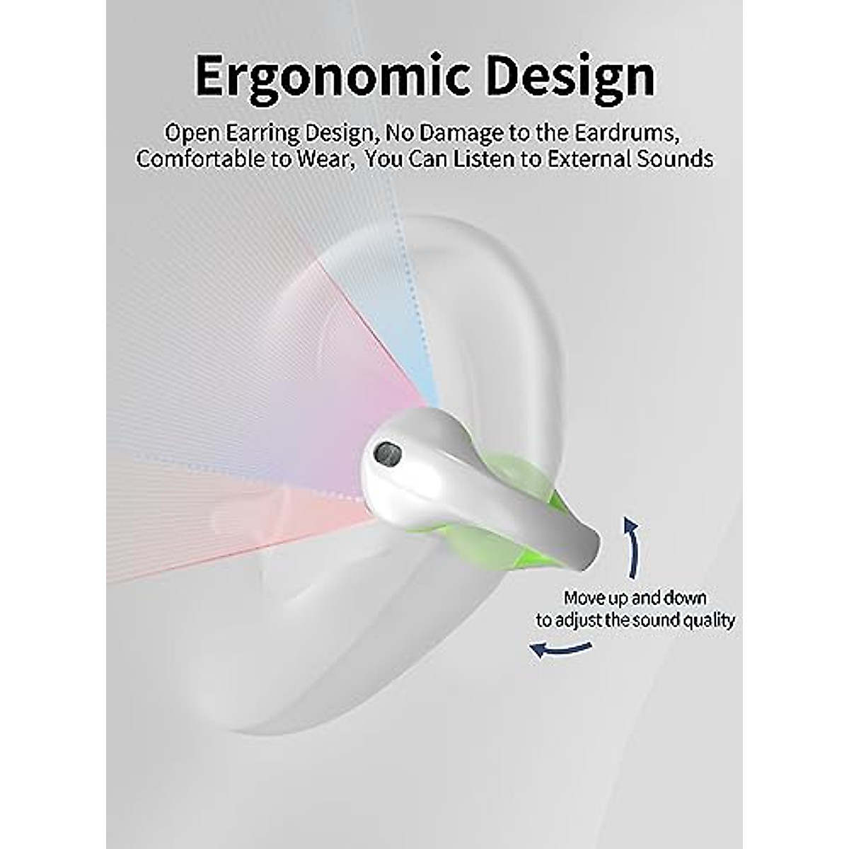 Wireless Ear Clip Headphones - Bluetooth 5.3 Earring Headphones with Mic for iPhone & Android, Open Ear Wireless Earbuds Immersive Superior Sound, 25hrs Playtime Waterproof Sport Earring Earbuds