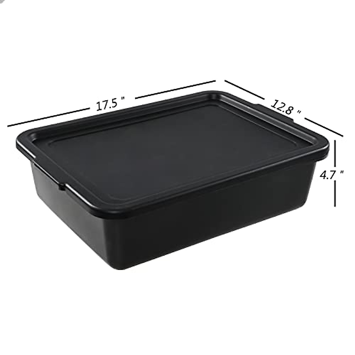 Buyitt 3-Pack Commercial Bus Box with Lid, Plastic Utility Bus Tubs, Black, F