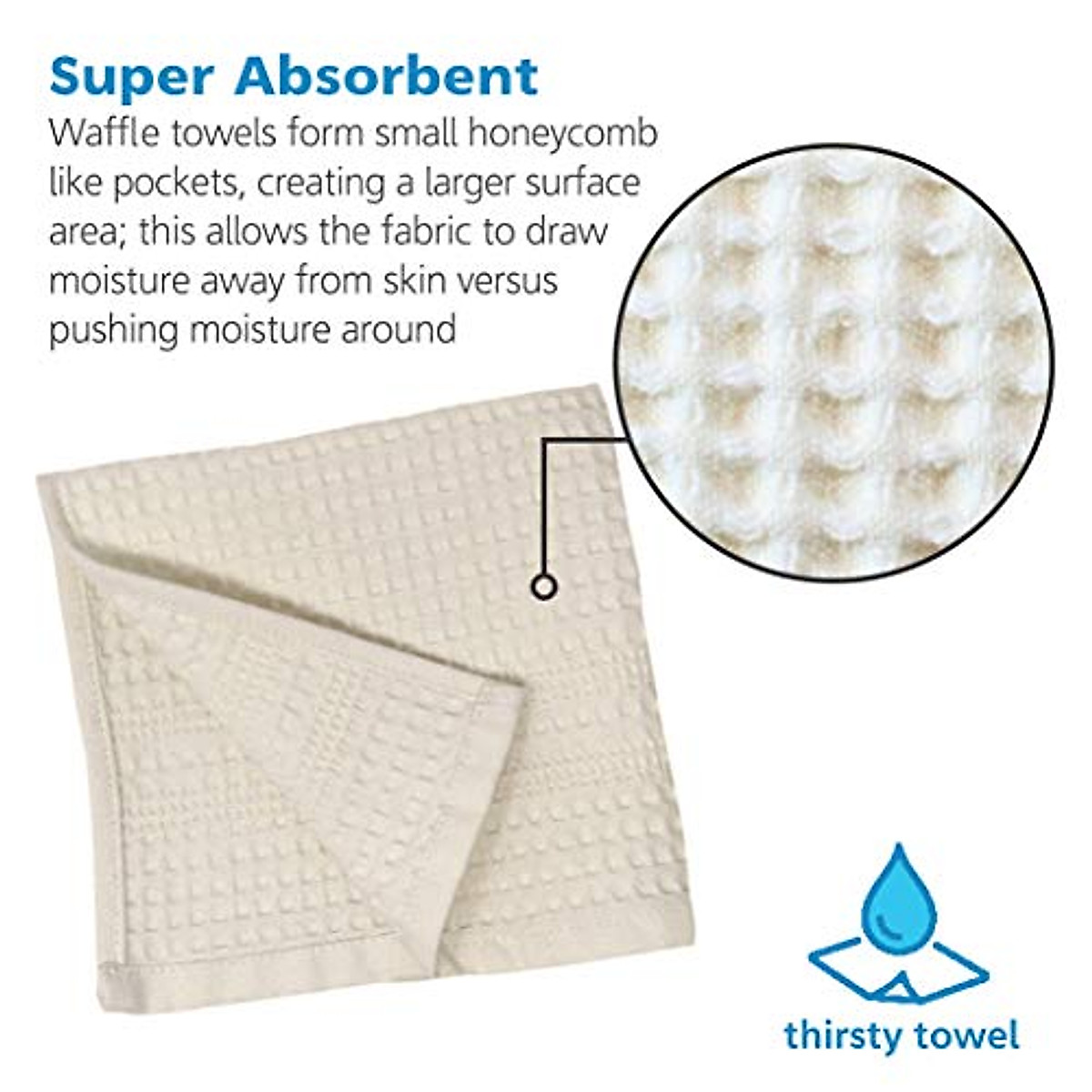 GILDEN TREE Waffle Towel Quick Dry Thin Exfoliating, 4 Pack Washcloths for Face Body, Classic Style (Cream)