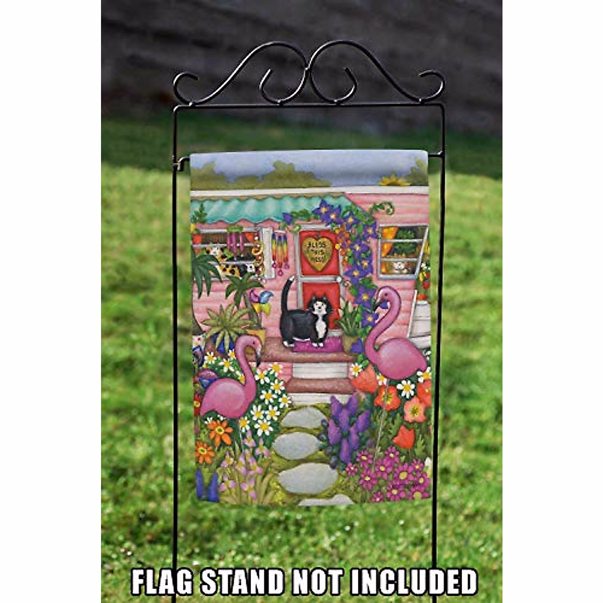 Toland Home Garden 119762 Kittens And Flamingoes Cat Flag 12x18 Inch Double Sided Cat Garden Flag for Outdoor House Bird Flag Yard Decoration