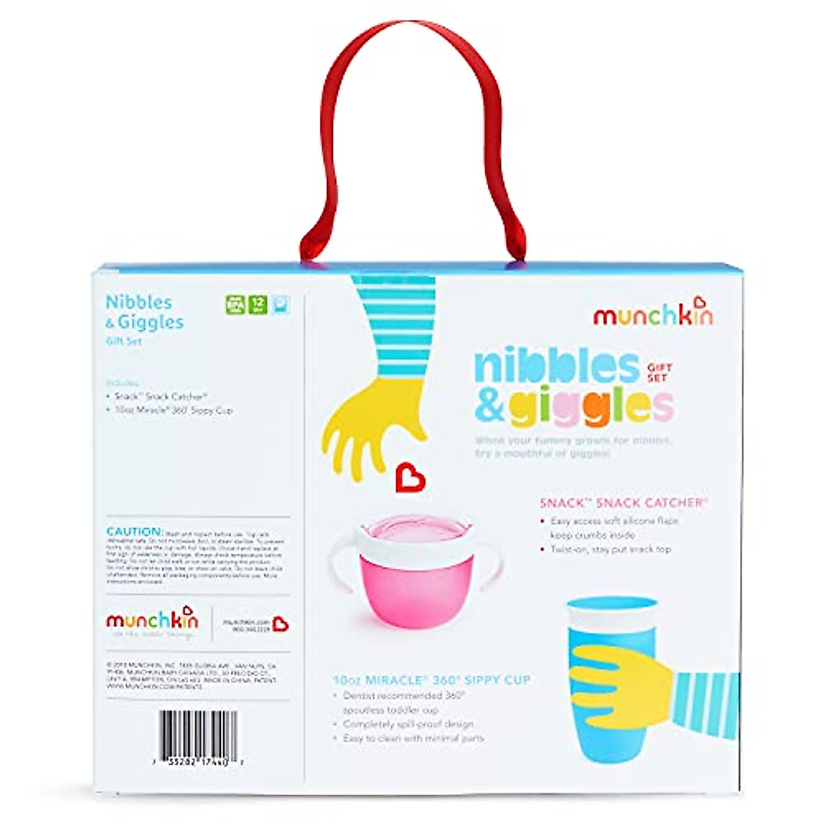 Munchkin® Nibbles & Giggles Toddler Gift Set, Includes 10oz Miracle 360 Cup and Snack Catcher, Pink