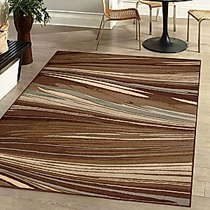 SUPERIOR 5' x 8' Indoor Runner Area Rug with Jute Backing, Modern Floor Decor for Home Hallway, Living Room, Floor Cover, Entryway, Bedroom, Modern Abstract Multi-Colored, Taupe