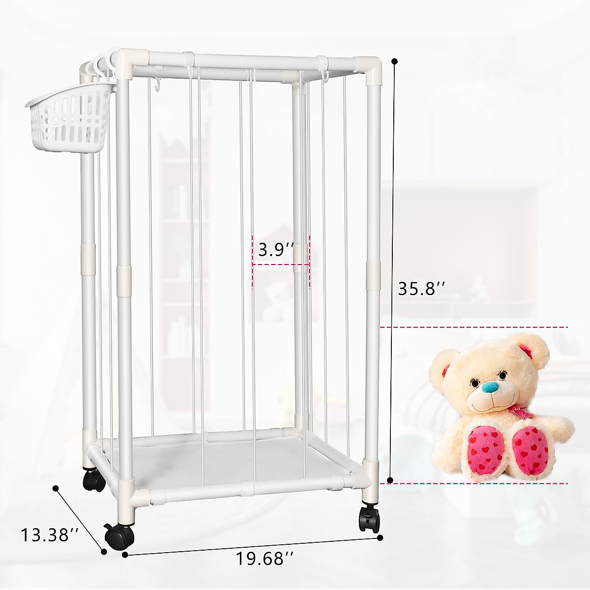 XMBecc Stuffed Animal Storage Zoo Stuffed Animal Holder Space Save Vertical Stuffed Animals Storage PVC with Elastic Band and Net for Playroom Birthday Gift (Small-White)
