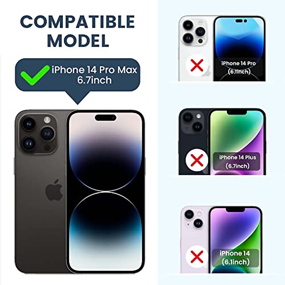 Goton for iPhone 14 Pro Max Case with Screen Protector - Slide Camera Cover Phone Case with Ring Stand, Heavy Duty Military Grade Shockproof Rugged Bumper for iPhone 14 Pro Max Accessories Black