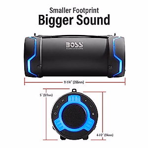 BOSS Audio Systems Tube Portable Weatherproof Bluetooth Stereo Speaker - 3-Inch, Full Range, Tweeters, 8 Hours of Play Time, Sold Individually