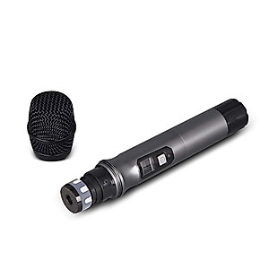 UHF Wireless Microphone System 4 Channel Microphones 4 Handheld Karaoke DJ Mic Karaoke System Whole Metal Mic Karaoke System for Church Speaking Conference Wedding Party Frequency A