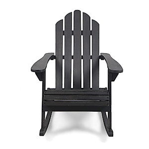 Christopher Knight Home Cara Outdoor Adirondack Acacia Wood Rocking Chair, Dark Gray Finish