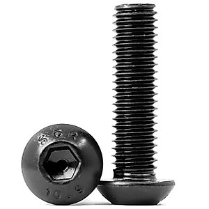 M8 x 25mm Button Head Socket Cap Screws, 10.9 Grade Alloy Steel, Allen Socket Drive, Black Oxide Finish, Full Thread, Quantity 40