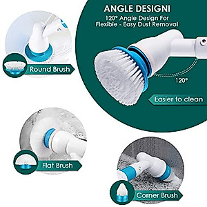 Rechargeable Electric Spin Scrubber - 5 Replaceable Cleaning Brush Heads, Cordless Shower Cleaning Brush with Long Extension Arm, Bathroom Scrubber Power Spin Scrubber for Grout Sink Tub Tile Floor