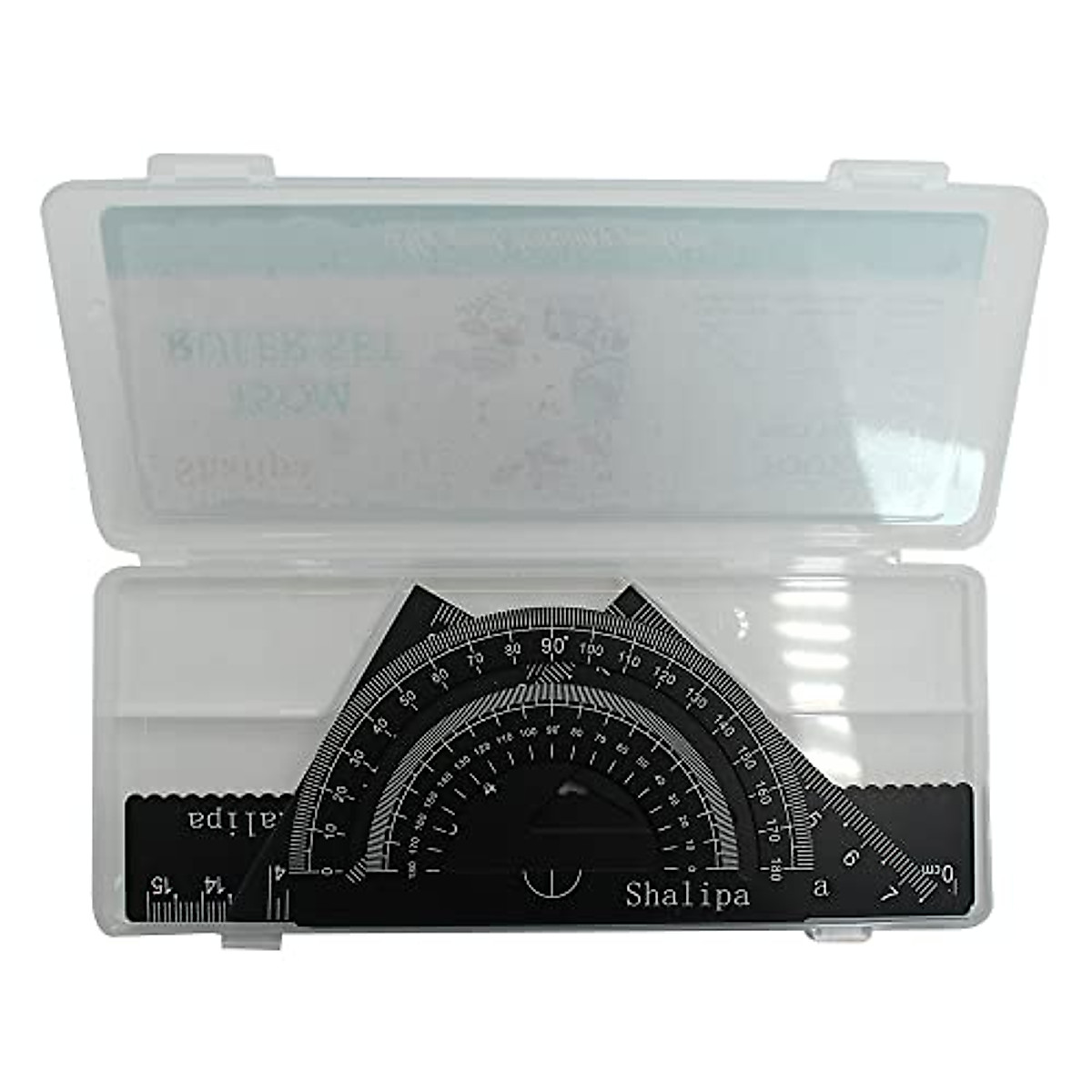 Shalipa Triangle Ruler Four-Piece Set Aluminum Alloy Geometric Protractor Mathematical Triangle Ruler Set Student Stationery (Black)