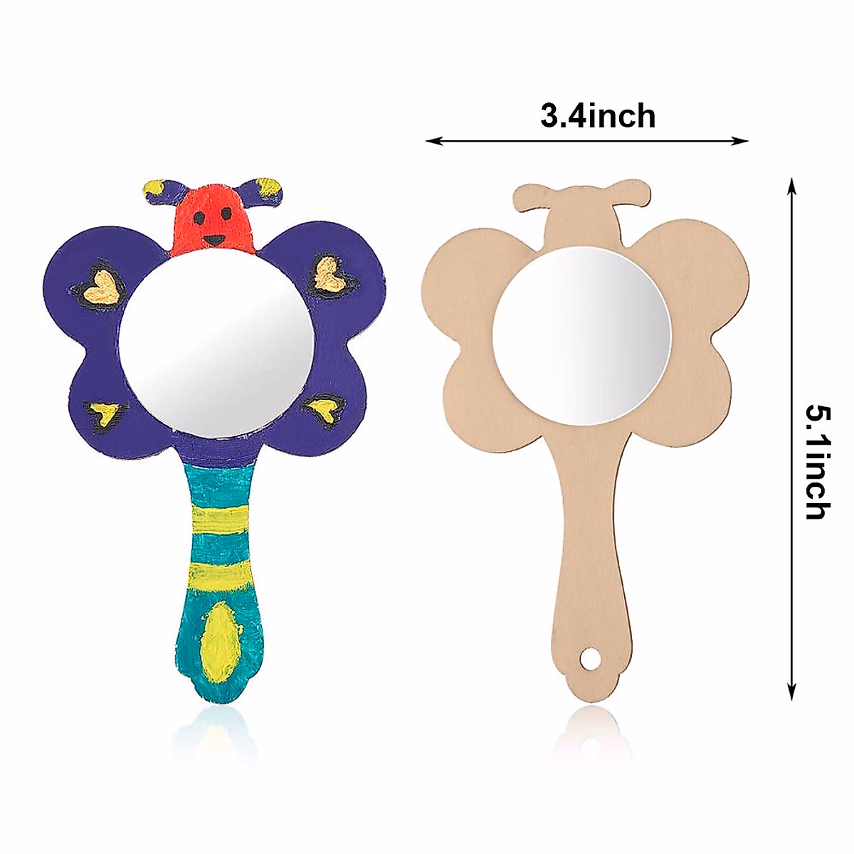 Vankcp 27pcs Creative DIY Wooden Mirror Mini Wooden Craft Painting Princess Unfinished Mirror for DIY Handmade Craft Party Decorations