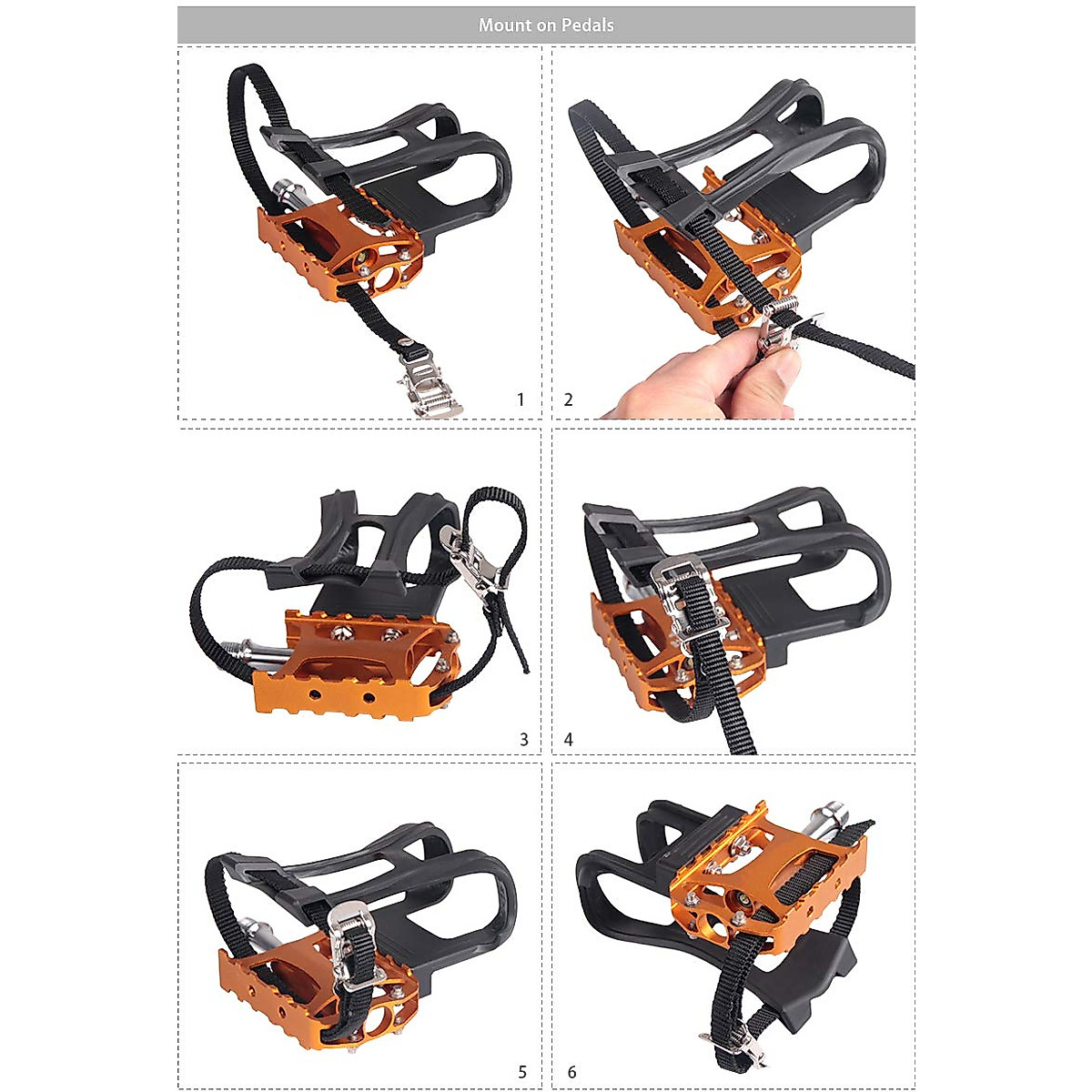 Garneck 4 Pcs Bike Rack Strap Bike Wheel Stabilizer Straps Bike Pedals Clips Strap for Exercise Bike Spin Bike and Outdoor Bicycles