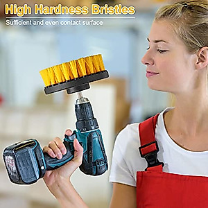 6 Pcs Drill Brush Attachment Power Scrubber Cleaning Kit Multi Purpose Drill Brush Set Drill Scrubber Brush Kit Cleaning Brushes for Drill Bathroom Surfaces Tub Grout Shower Kitchen (Yellow)