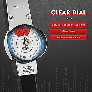 LIANDU-US Dial Indicator Torque Wrench Indicating Torquemeter 1/2" Drive 0-100 Nm High Precision Torque Meter Professional Measure Tool, ± 3% Accuracy