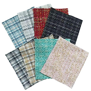 longshine-us 8pcs 8 inchx 7 inch Premium Tweed Fabric Craft Bundle Squares Patchwork Lint DIY Sewing Scrapbooking Quilting Artcraft