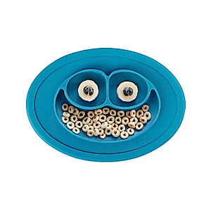 ezpz Mini Mat for 12 Months+ (Blue) - 100% Silicone Placemat + Plate with Suction for Infants + Toddlers - Supports Baby-Led Weaning - for Highchair, Dining Table and Travel