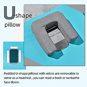 PURPLE LEAF Outdoor Tanning Lounge Chair Set with Face Hole Aluminum Adjustable Chairs Wheels Pillows and Table for Poolside Beach Patio Reclining Sunbathing Lounger Blue