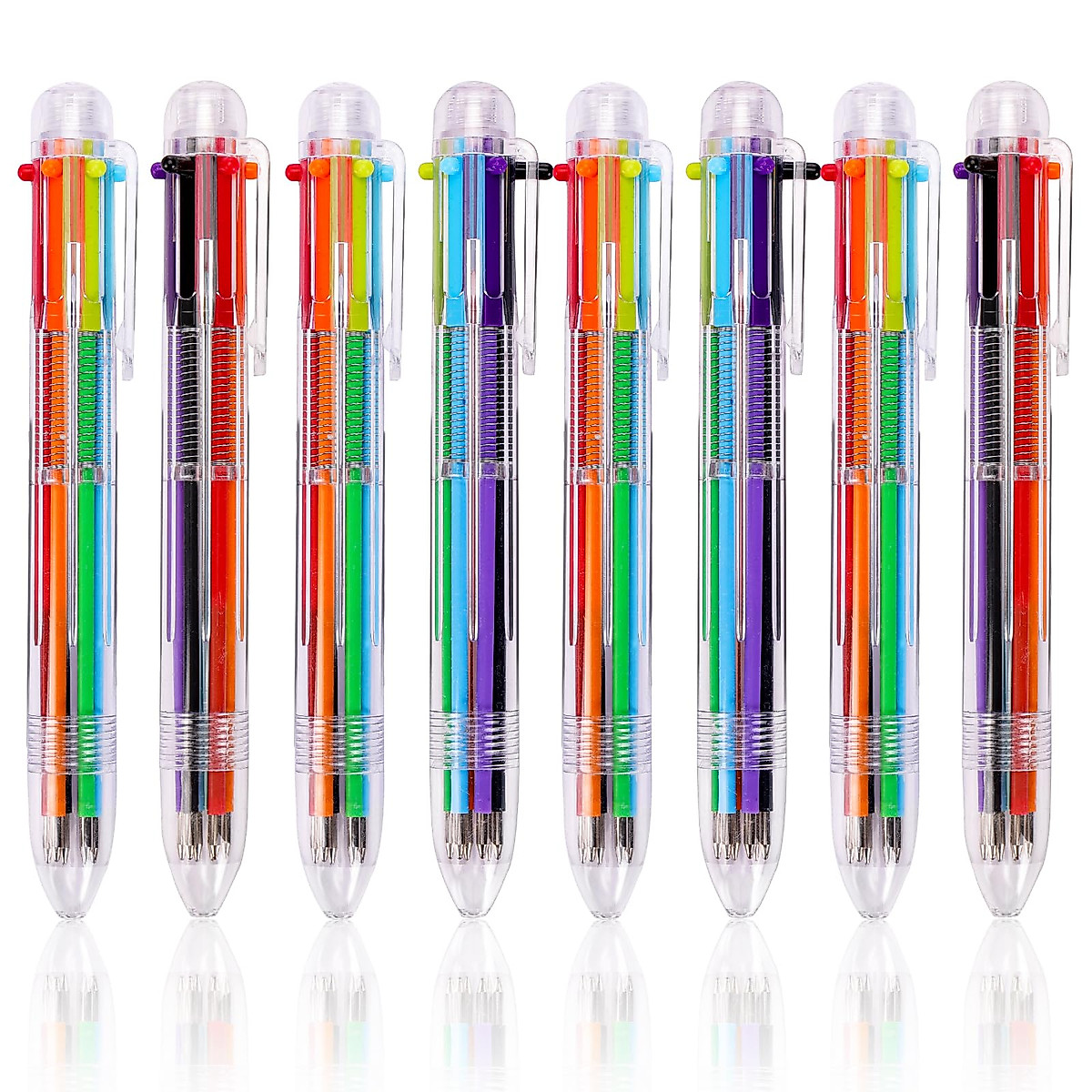 JPSOR 28 Pack Multicolor Ballpoint Pens 0.5mm 6-in-1, Fun Pens for Kids Party Favors, Back to School, Retractable Ballpoint Rainbow Pens Color Pens for Office School Supplies Students Gift