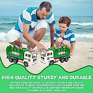 Toysery Bump n Go Garbage Truck Toy – Friction Powered Dump Truck with 4D Lights and Sounds, Waste Recycling Management Toys, Fun Gifts for Boys, Toddlers