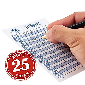 Rummy Card Game Kit - Classic Family Melding Game for 2-6 Players - Two Plastic-Coated Poker-Size, Standard Index Decks of 54 Cards + 25 Tear-Away Score Pads + Full Instructions for Gin Rummy