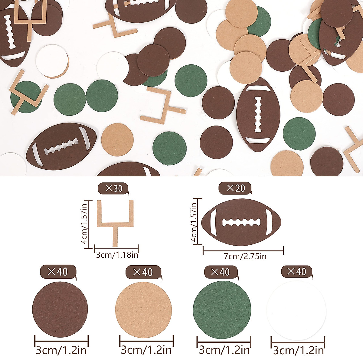210 Pieces Football Party Table Confetti - First Year Dow，Baby Shower Sport Game Day Party Supplies，Superbowl Party Decorations，First Touch Down，Baby Boy，Brown Olive，First Year Down Football Birthday