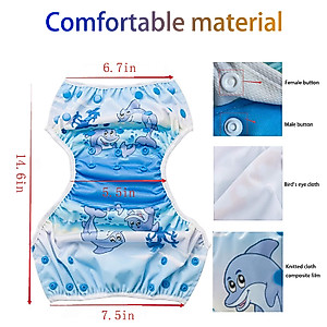 Swim Diaper, Reusable Swim Diaper Adjustable, Soft, Breathable, Waterproof, Boys & Girls Baby Swim Diaper Sizes N–5(6-33lbs)