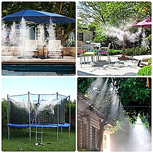 Yotako 1/4'' Slip-Lock Misting Nozzles Kit, 12Pcs Brass Misting Nozzles 10Pcs Water Misting Nozzle Tees Thread Misting Nozzle Tees with Plugs for Outdoor Spray Cooling System