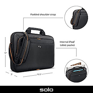 Solo New York Ace Slim Brief 15.6 Inch Laptop Briefcase, Black