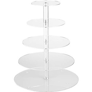 5 Tier Maypole Round Acrylic Cupcake Tree Tower Display Stand Display for Pastry Wedding Birthday Party- 16 Inch