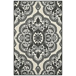 Maples Rugs Vivian Medallion Kitchen Rugs Non Skid Accent Area Carpet [Made in USA], 2'6 x 3'10, Grey