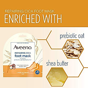 Repairing CICA Foot Mask&Hand Mask with Prebiotic Oat and Shea Butter, for Extra Dry Skin, Paraben-Free and Fragrance-Free, 1 ea