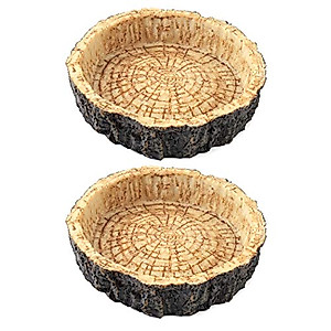 CalPalmy 2 Pack Reptile Food Bowls - Reptile Water and Food Bowls, Novelty Food Bowl for Lizards, Young Bearded Dragons, Small Snakes and More - Made from BPA-Free Plastic