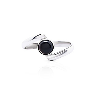 Black Onyx Delicate Ring 925 Sterling Silver Vintage Boho Chic US Size 5 6 7 8 (7)