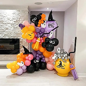 AobkDeco 141 PCS Halloween Balloons Arch kit Black Orange Gold Eyes Balloons Halloween Balloon with BOO Balloons,3D PVC Bats and Marble Agate for Halloween Theme Party Supplies Haunted House Parties
