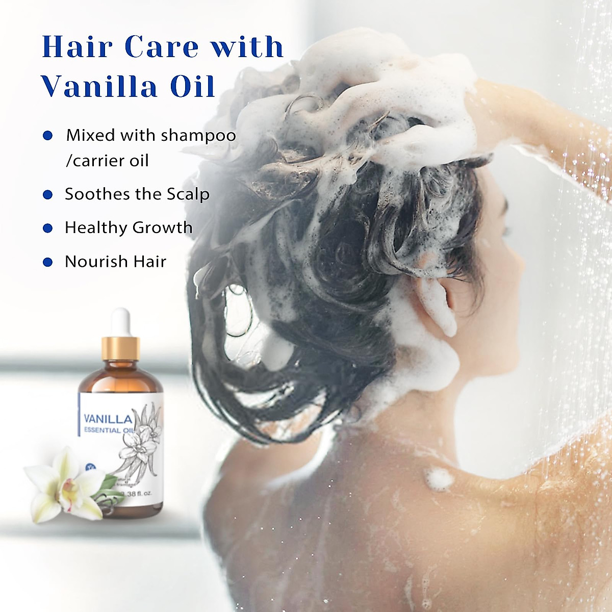 HIQILI Vanilla Essential Oil, Undiluted Natural Strong Fragrance Add in Skin Perfume, Unscented Lotion, Candle Soap Making Scent, Relax at Home with Diffuse Warm Sweet Aroma-100ML