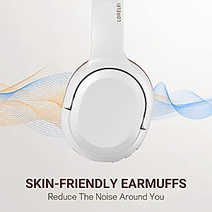 LORELEI B-C5 Wireless Headphones Bluetooth On-Ear Headset Bulit in Microphone, 30H Playtime,BT 5.3 Lightweght Foldable Headphones for Tablet/Ipad/Travel/Kids/Teens/Adult (White-Brown)