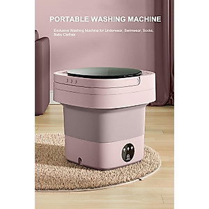 FUIART Portable Washing Machine, Mini Washer 9L High Capacity with 3 Modes Deep Cleaning for Underwear, Baby Clothes, or Small Items, Foldable Washing Machine for Apartments, Camping, Travel (Pink)