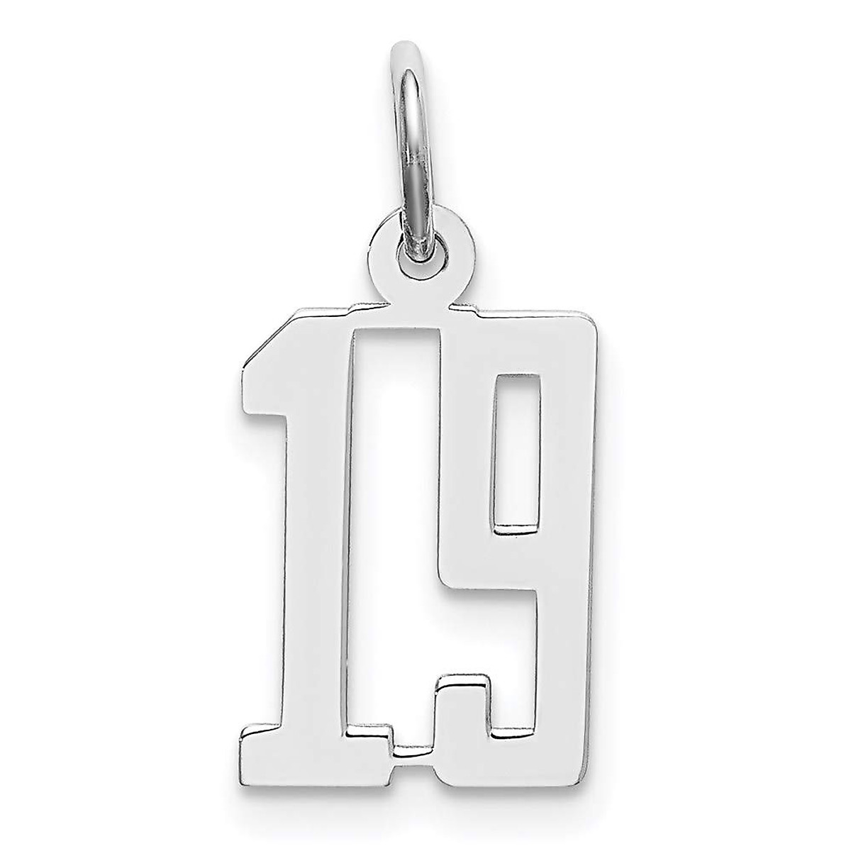 Sterling Silver/Rhodium-plated Elongated Number 19 Charm QQES19
